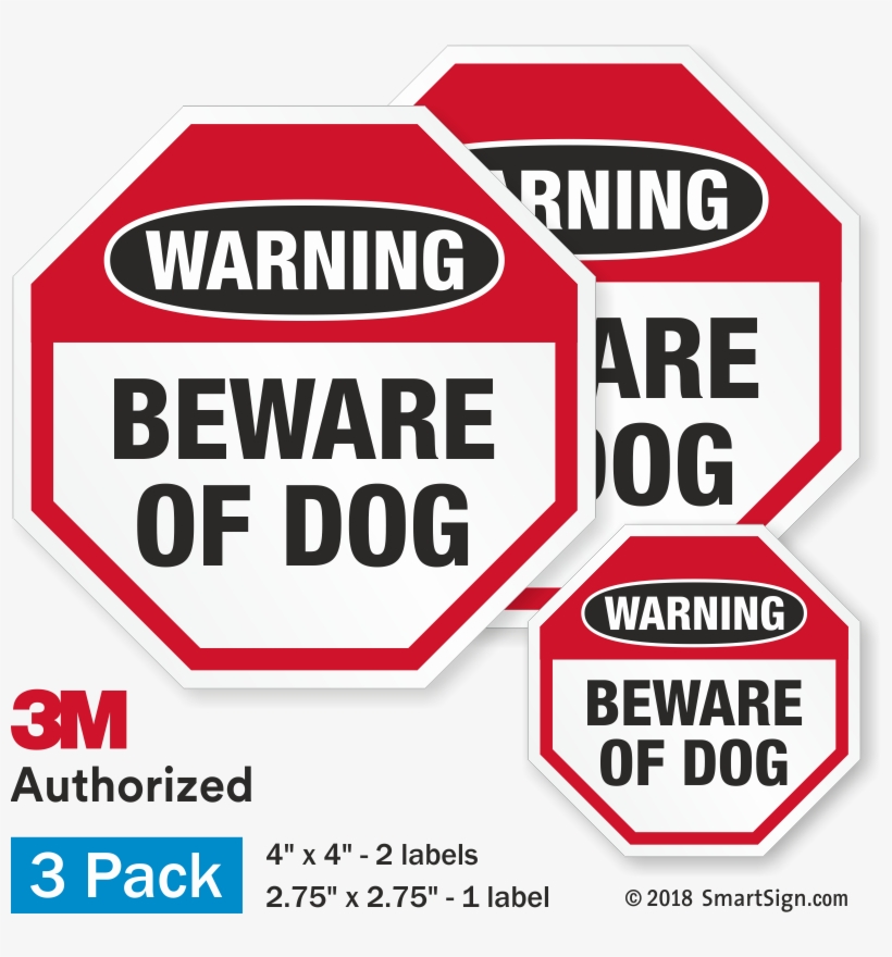 Dog Warning Label Set - My Sign Center Beware Of Dog - No Trespassing ...