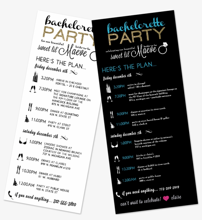 Bachelorette Party Itinerary - Bachelorette Party Menu Design - Free ...