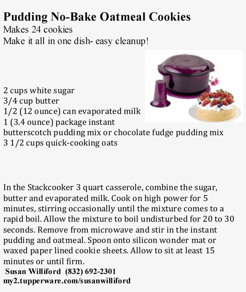 Tupperware No-bake Oatmeal Cookies Visit My Website - Free Transparent ...