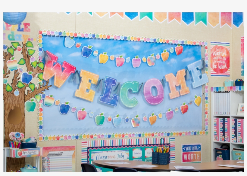 Watercolor Welcome Bulletin Board Display Set Alternate - Classroom ...
