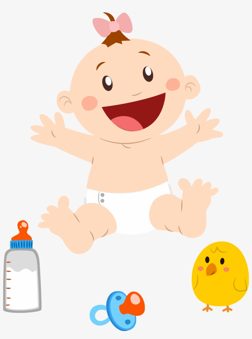 Baby Girl And Accessories Vector Black And White Download - Clipart ...