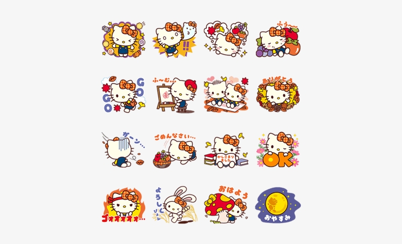 Hello Kitty's Autumn Stickers - 秋色 の スタンプ - Free Transparent PNG ...