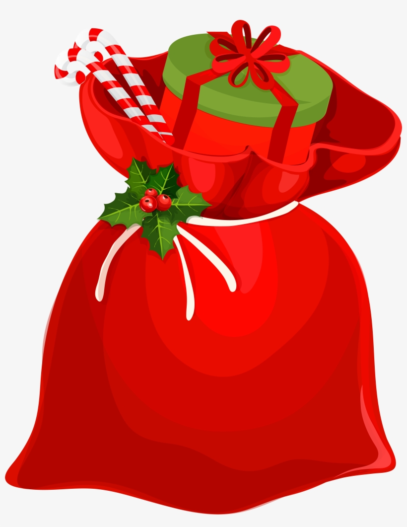 Christmas Santa Bag Png Clip Art Image - Santa Claus Gift Bag - Free ...