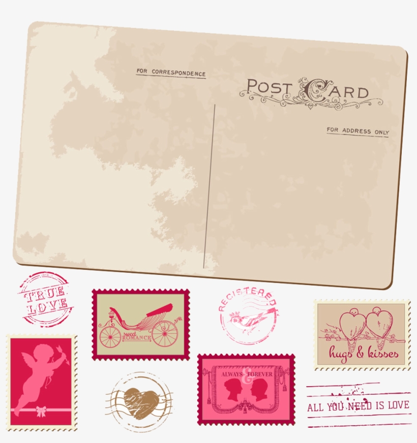 Postcard Postage Stamp Greeting Card Transprent Png - Retro Style Lady ...