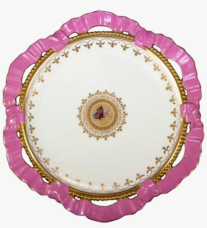 Antique Victorian English Plate, Pink Ribbon Ruffle - Plate - Free ...