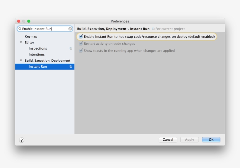 Enable Instant Run For Android Studio Projects - Android Studio Instant Run - Free Transparent ...