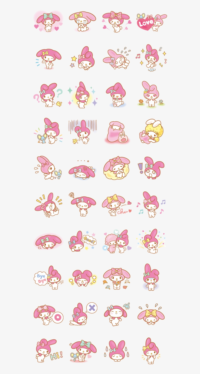 My Melody By Sanrio - My Melody Line Stickers - Free Transparent PNG ...