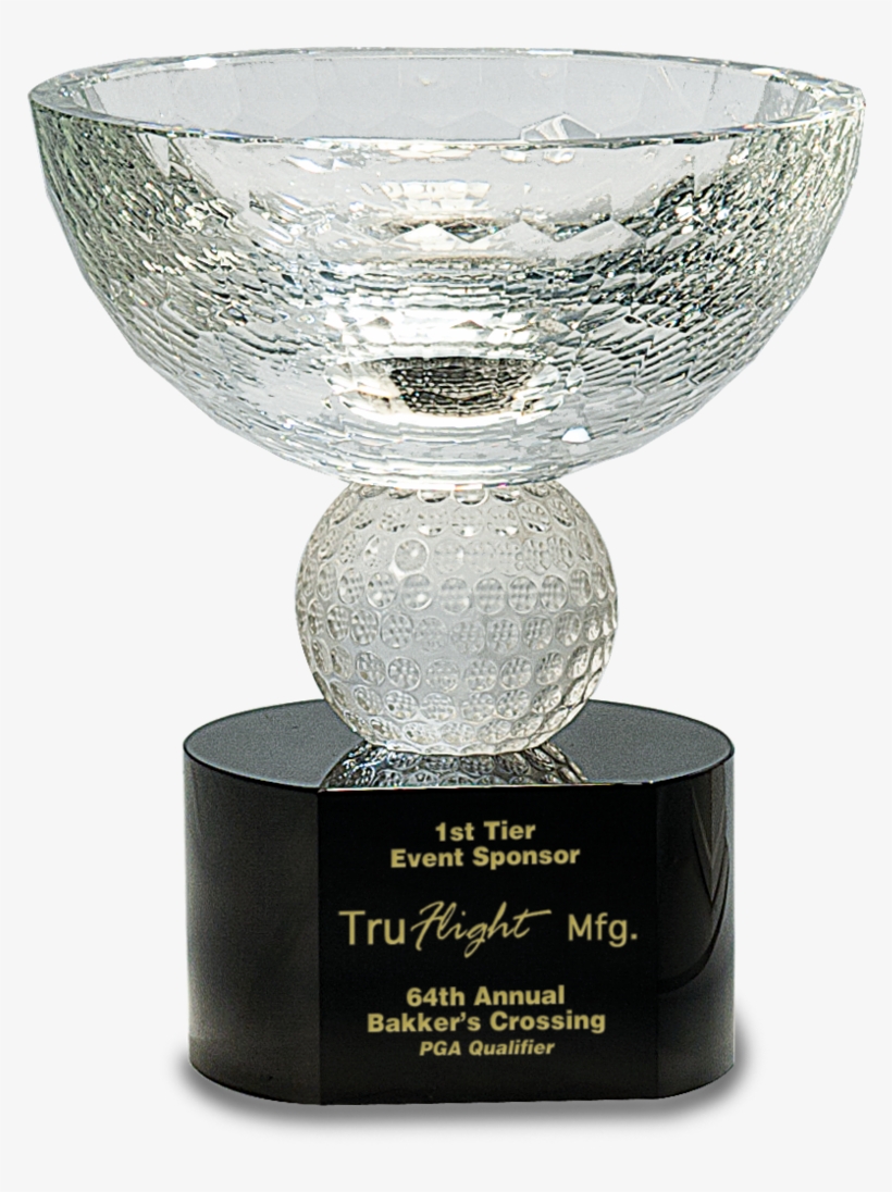 Golf Cup Crystal Award - Custom Crystal Golf Bowl On Black Pedestal ...