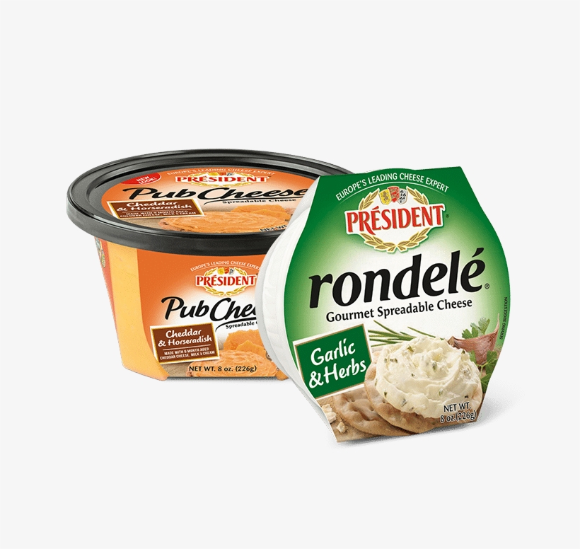 President Rondele Cheese Spread, Garlic & Herbs - Free Transparent PNG ...