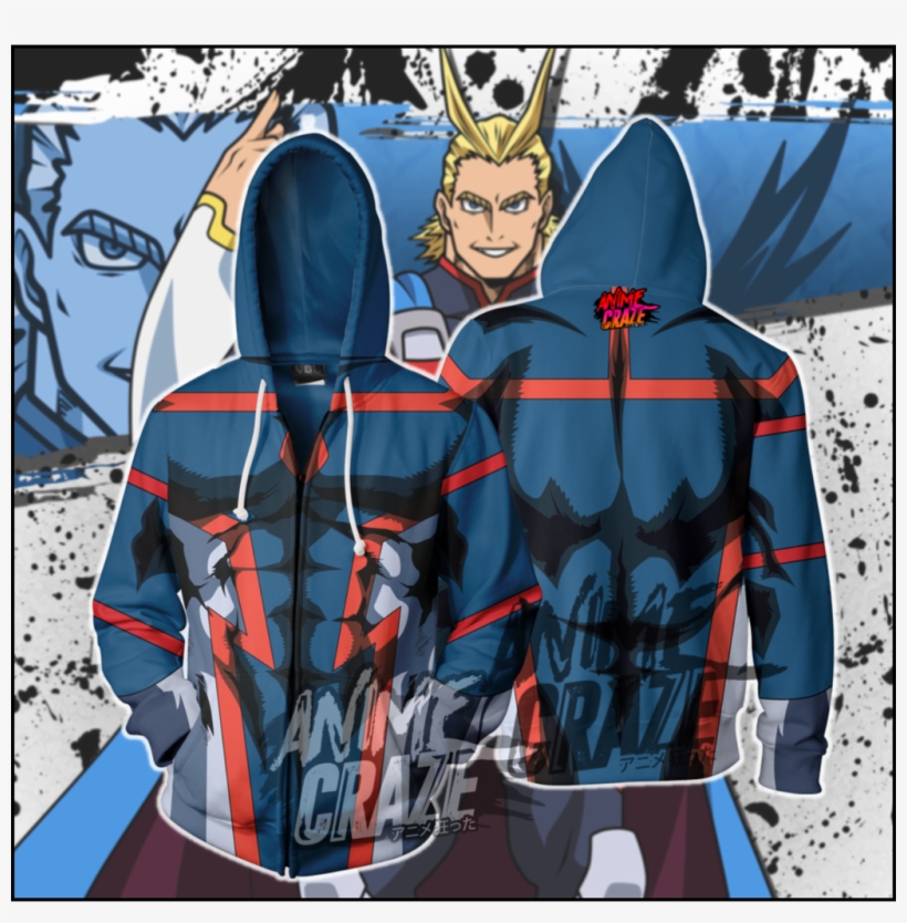 Young All Might Version 2 Zip-up Hoodie - Free Transparent PNG Download ...