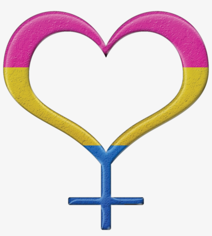 Pansexual Pride Heart Shaped Female Gender Symbol In - Free Transparent ...