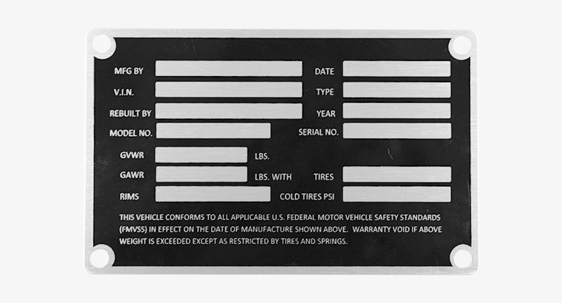 Generic Vin Plate - Free Transparent PNG Download - PNGkey