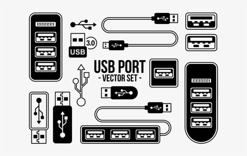 Usb Port Icons Vector - 3 Usb Port Icon - Free Transparent PNG Download ...