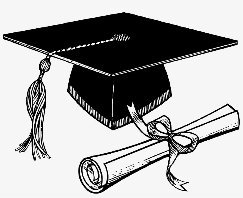 Vektörel Çizim - Graduation Cap Black And White - Free Transparent PNG ...