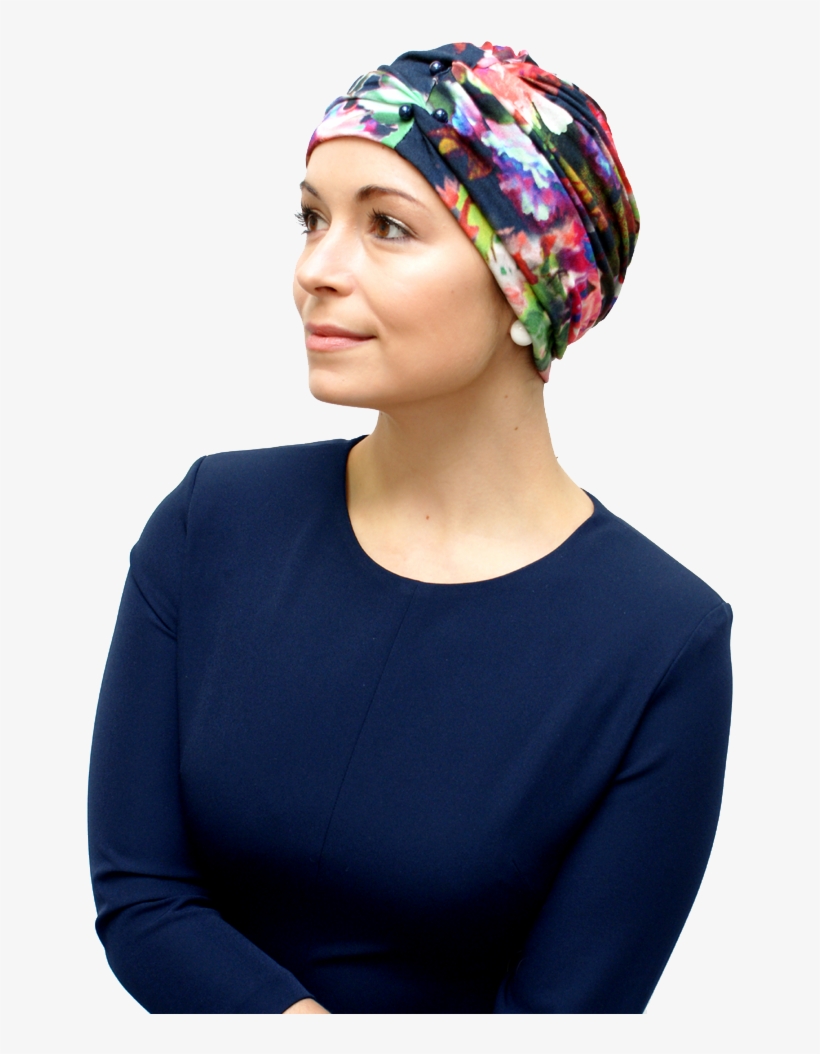Blue Floral Fashion Turban For Chemo Hair Loss - Turban - Free ...