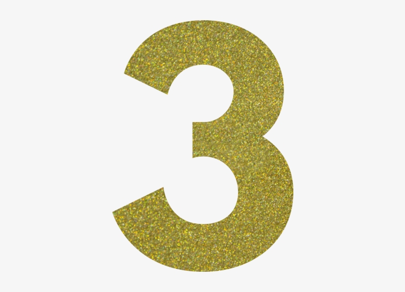 Confetti Gold - Gold Glitter Number 3 - Free Transparent PNG Download ...