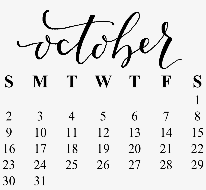 2016 Desktop Calendars - October 2017 Calendar Png - Free Transparent ...