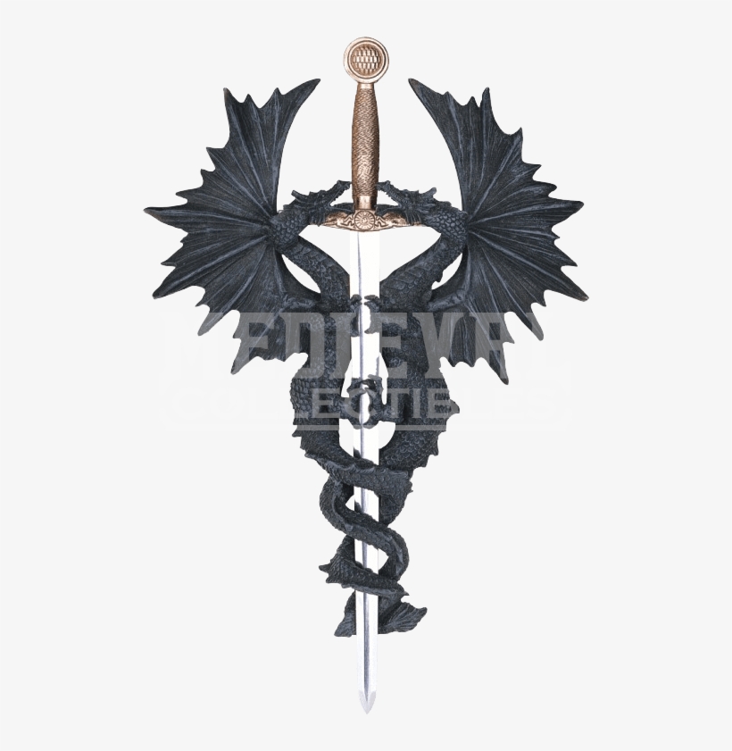 Double Dragon With Sword Wall Plaque - Free Transparent PNG Download ...