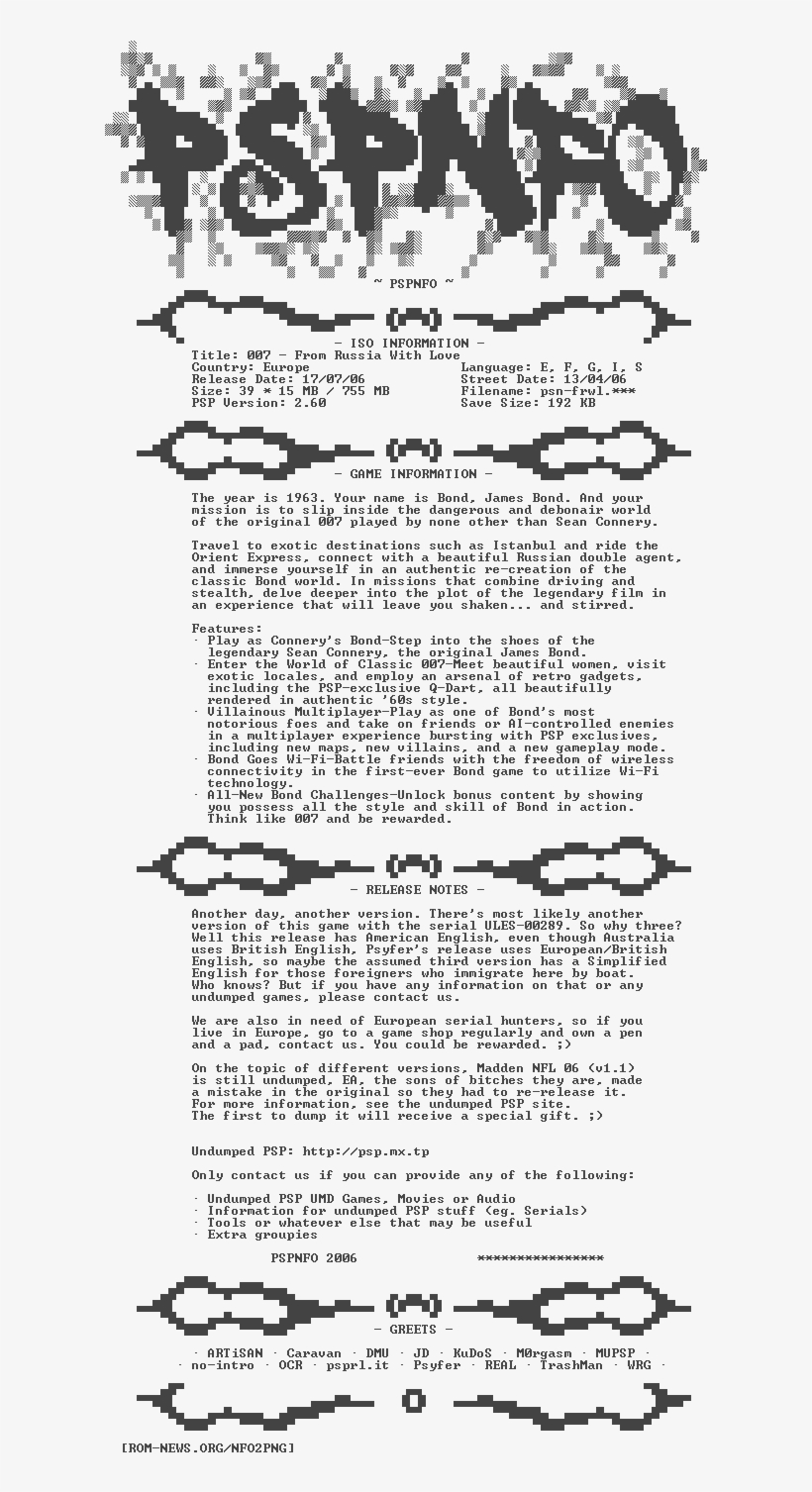 007 From Russia With Love Aus Readnfo Psp-pspnfo - Free Transparent PNG ...