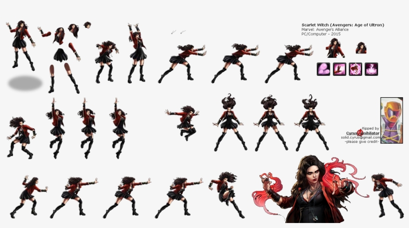Click To View Full Size - Scarlet Witch Sprite Sheet - Free Transparent ...