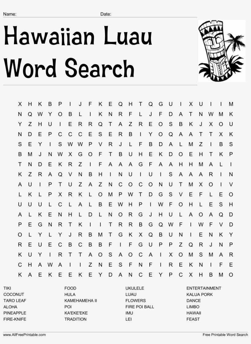 Hawaiian Luau Word Search Main Image - Bestickers Wall Vinyl Sticker ...