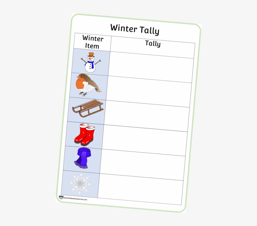 Winter Tally Chart/check List Activity/prompt - Free Transparent PNG ...
