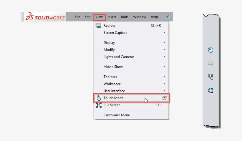 Solidworks 2018 Touch Mode View Menu - Free Transparent PNG Download ...