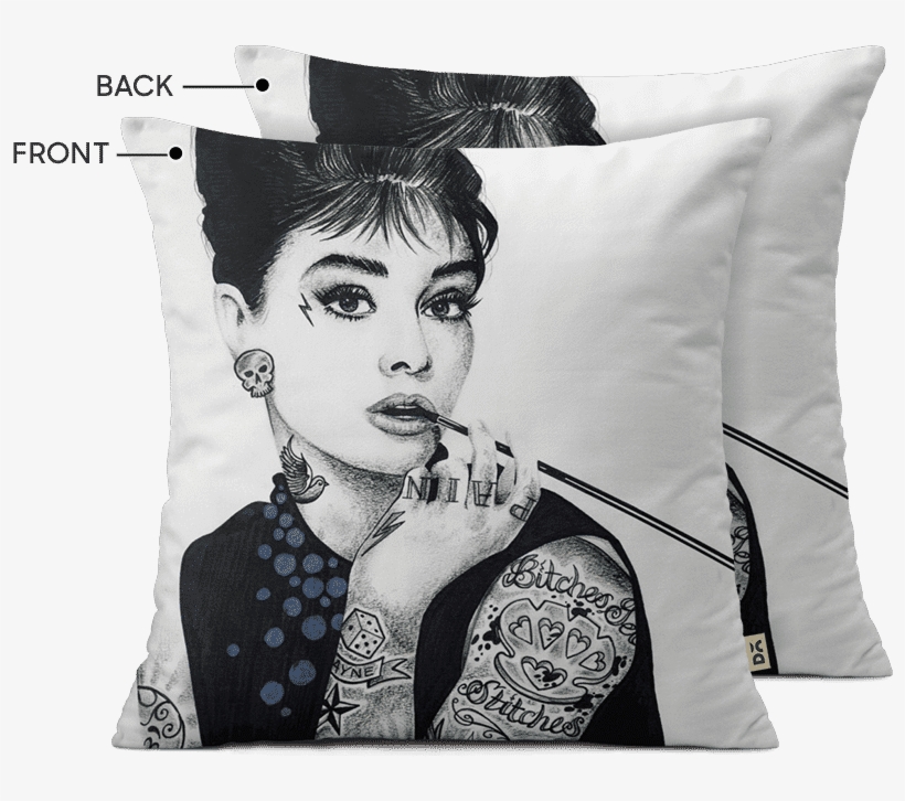 Dailyobjects Audrey Hepburn Inked 12" Cushion Cover - Tattooed Audrey ...