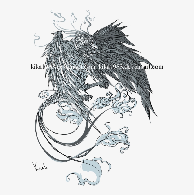 Vector Transparent Library Phoenix Tattoo - Raven And Phoenix Tattoo ...