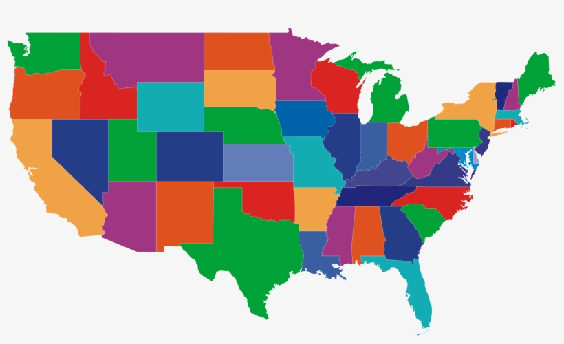 Usa Map Png - Colored Blank Us Map - Free Transparent PNG Download - PNGkey