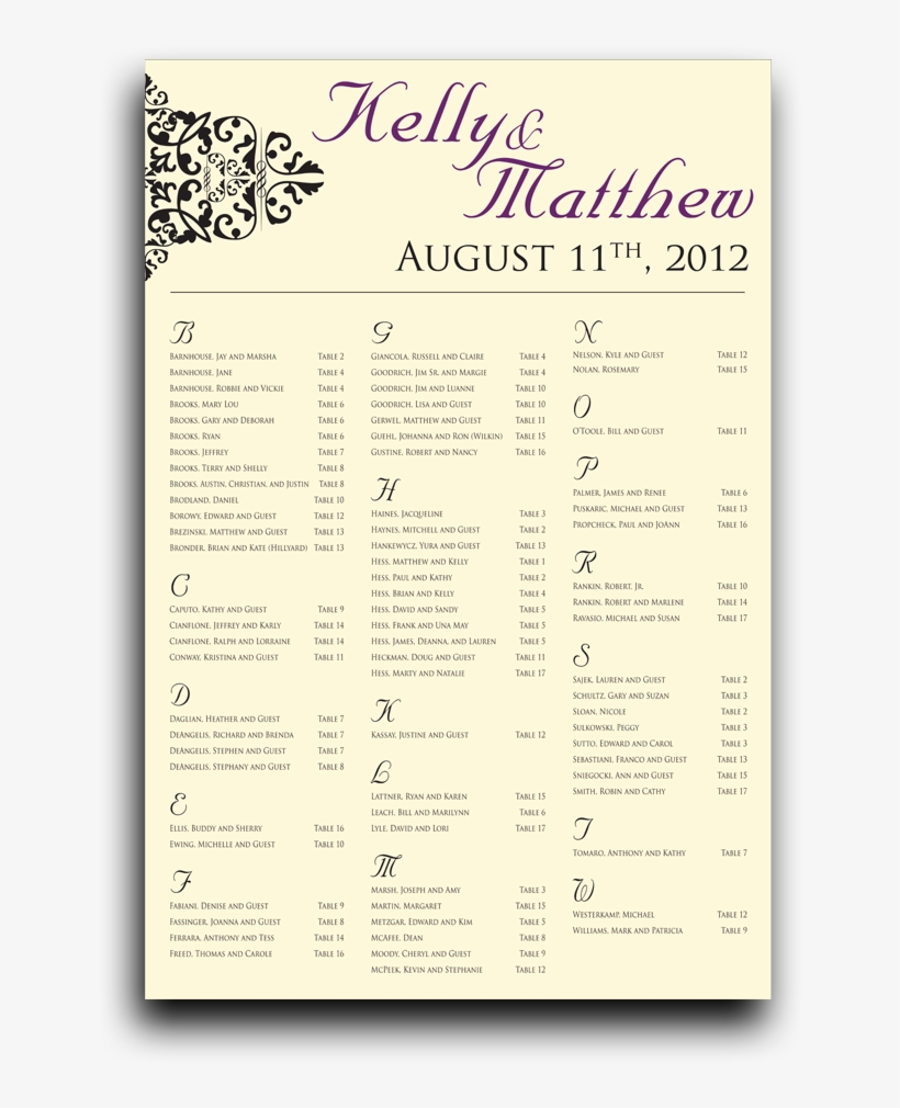 Damask Seating Chart - Mother Of The Bride Dresses - Free Transparent ...