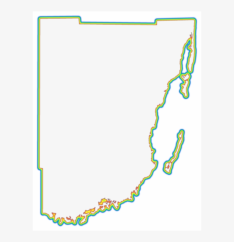 A Rainbow Outline Around A Map Of Miami-dade - Free Transparent PNG ...