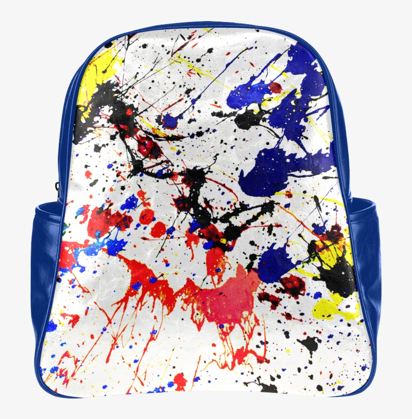 Blue & Red Paint Splatter Multi-pockets Backpack - Black Splatter Paint ...