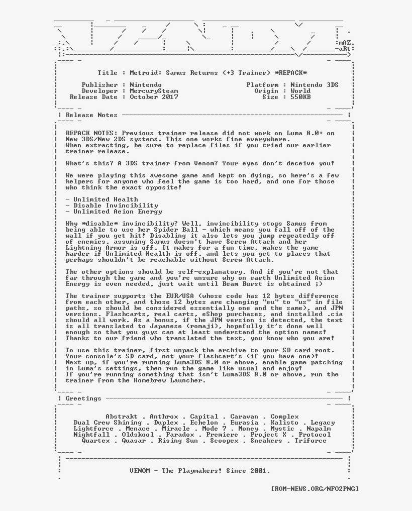 Metroid Samus Returns Plus3 Trainer Repack 3ds-venom - Document - Free ...