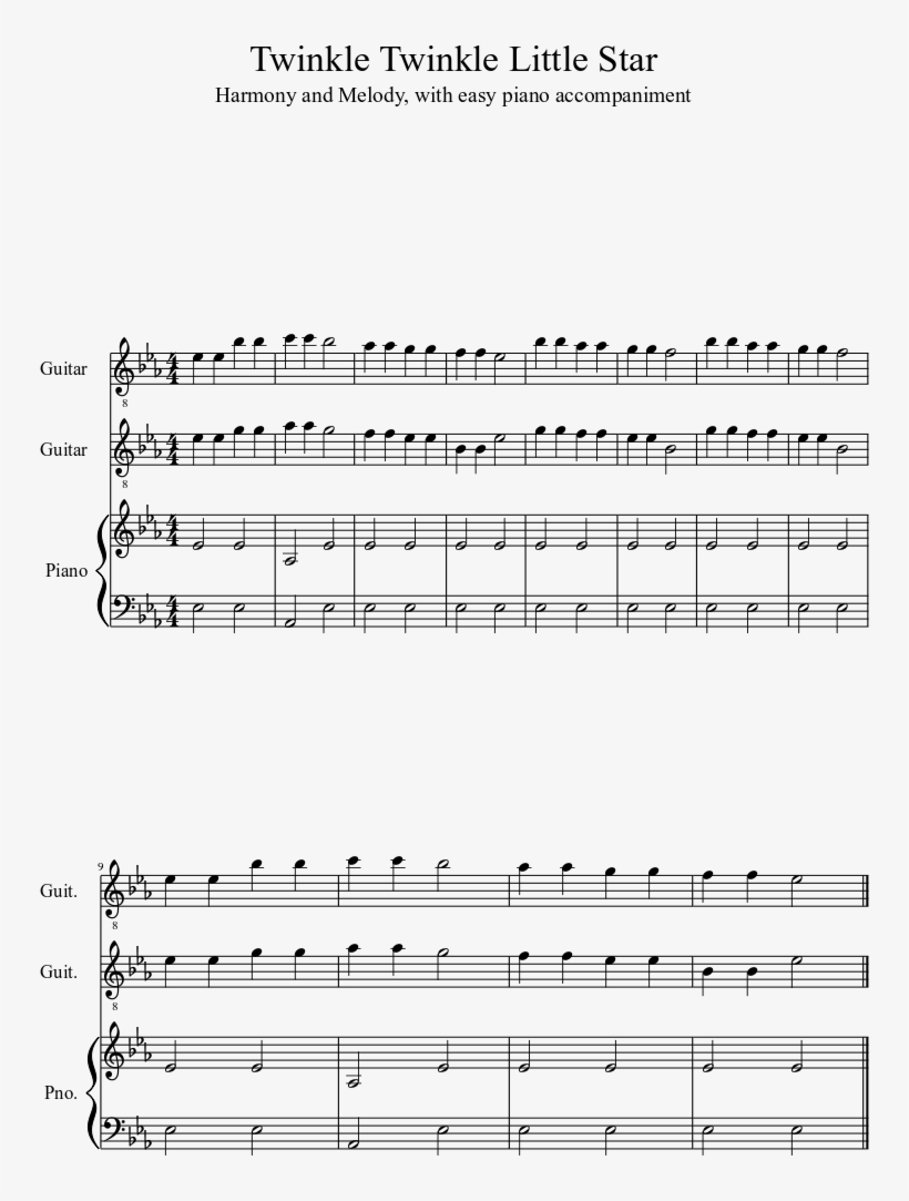 Twinkle Twinkle Little Star Sheet Music 1 Of 1 Pages - Marvel Theme ...