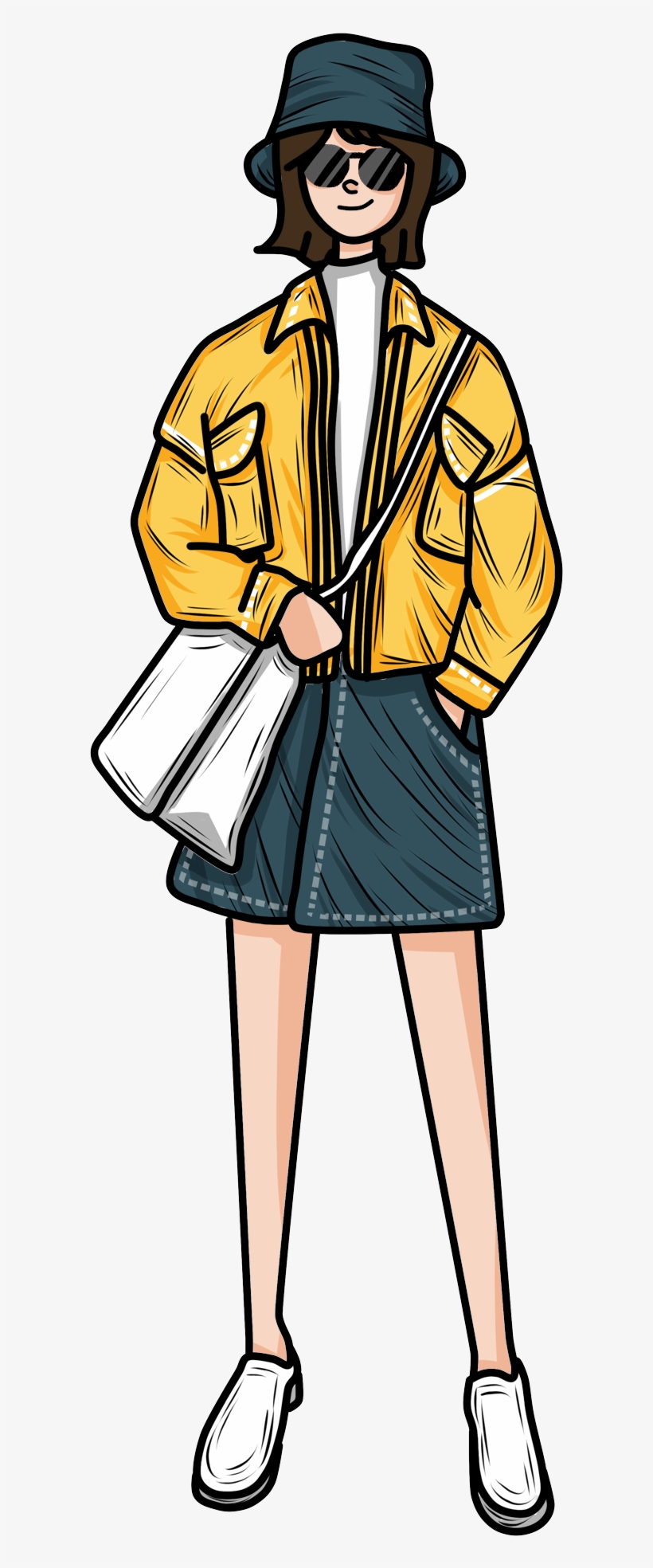 Cartoon Female Girl Tide Png And Psd - Cartoon - Free Transparent PNG ...