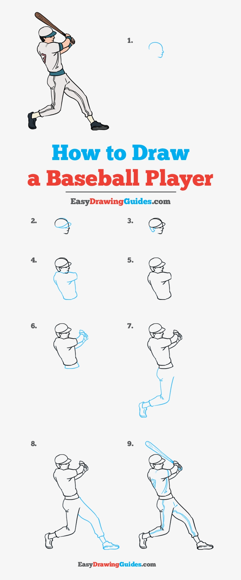How To Draw Baseball Player - Easy Baseball Player Drawing - Free ...