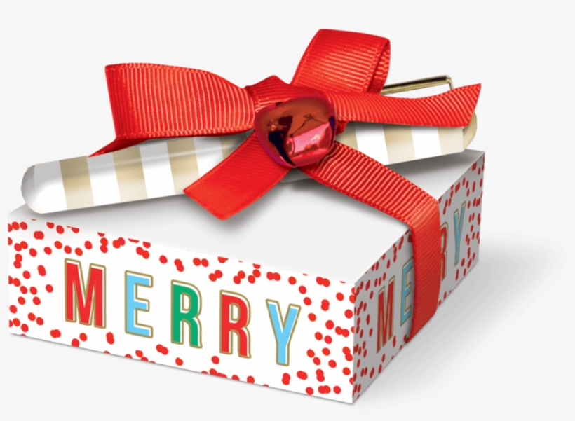 Merry Sticky Stack With Pen - Wrapping Paper - Free Transparent PNG ...