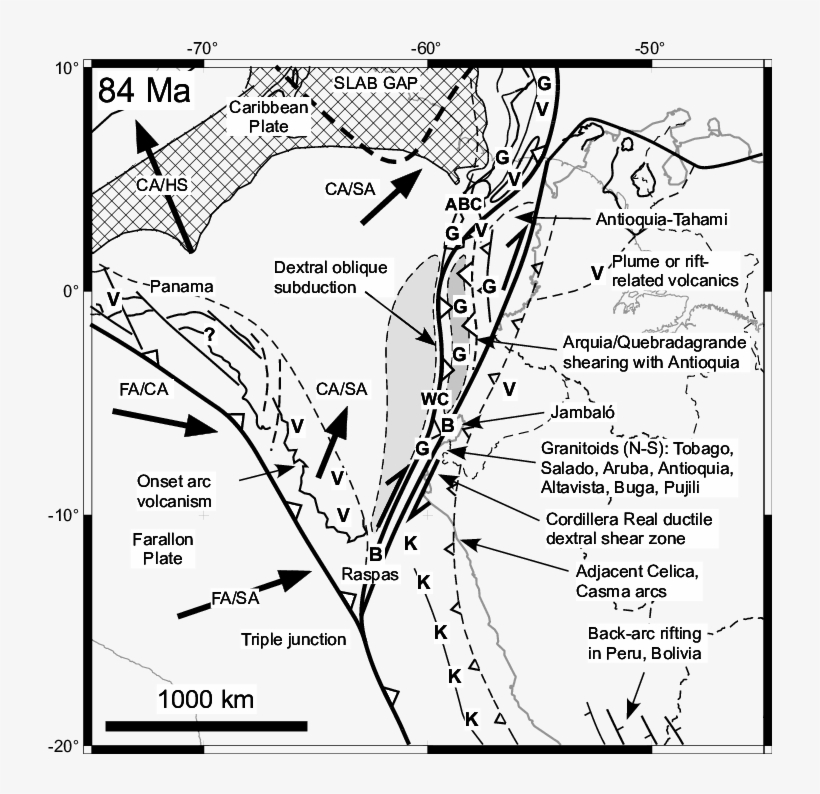 The Light Grey Area Northwest Of Colombia Is Caribbean - Map - Free ...