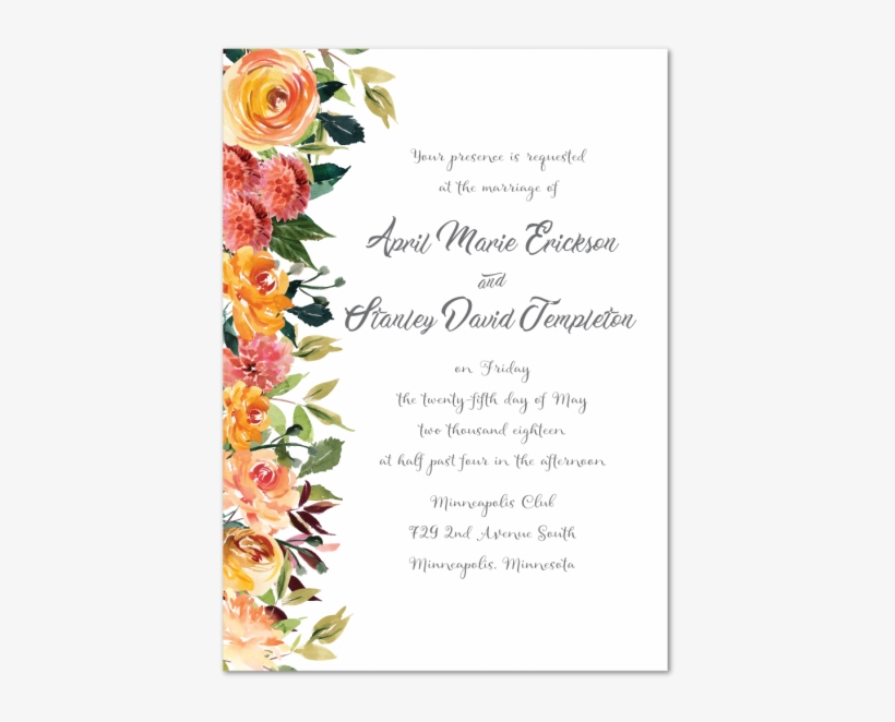 April Wedding Invitation - Garden Roses - Free Transparent PNG Download ...