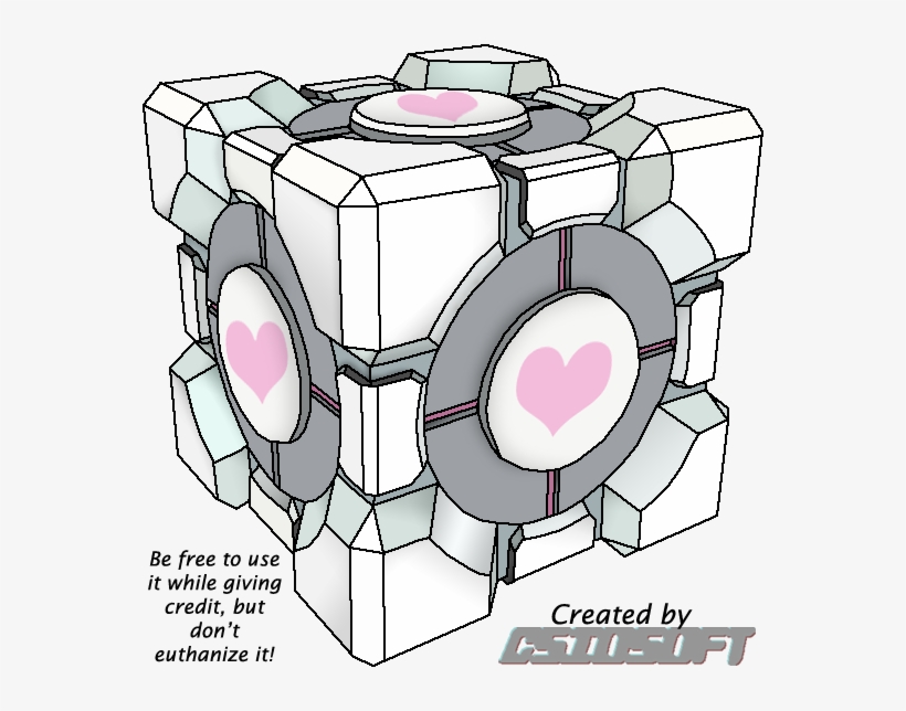 Companion Cube, Portal, Gate - Portal Companion Cube Drawing - Free ...