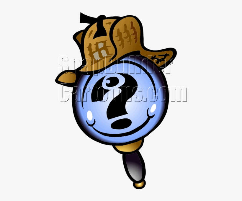 Magnify Glass Question Mark With Sherlock Hat - Cartoon Detective With ...