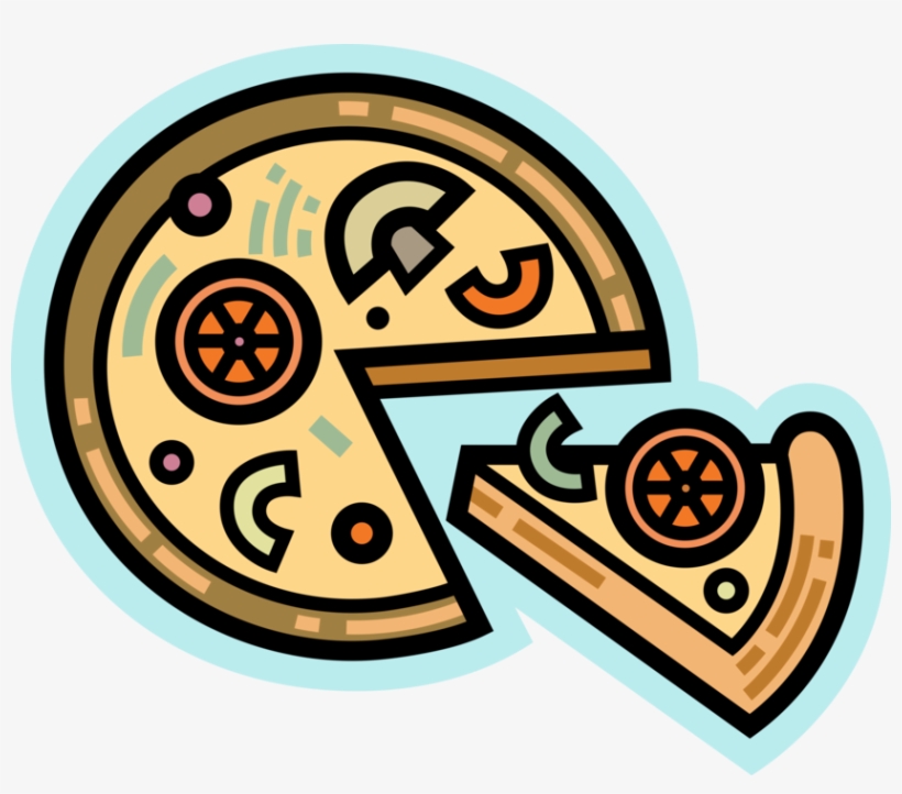 Vector Illustration Of Flatbread Pizza Topped With - Circle - Free ...
