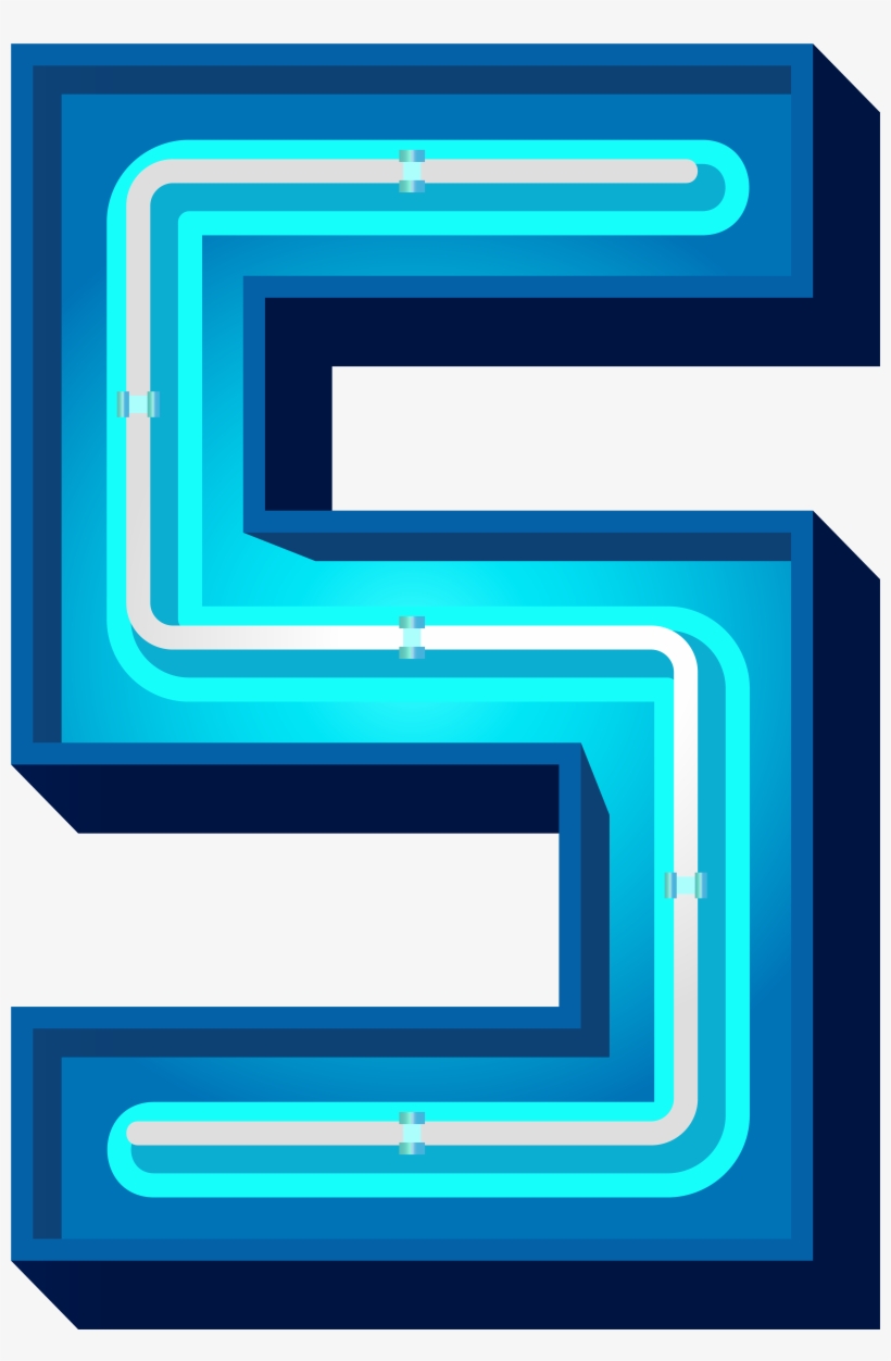 Number Five Blue Neon Png Clip Art Image - Blue Neon Png Letter - Free ...