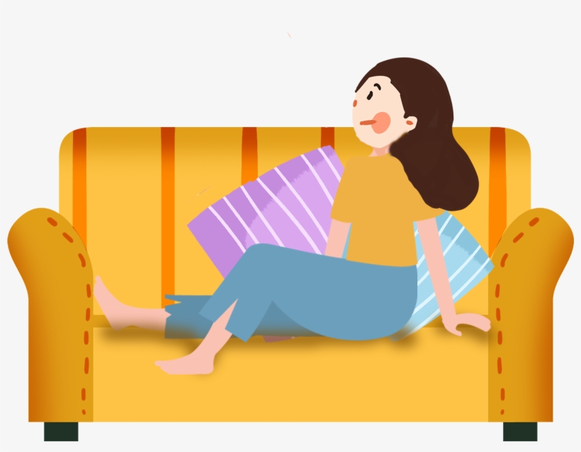 Cartoon Hand Drawn Illustration Couch Png And Psd - Sitting - Free ...