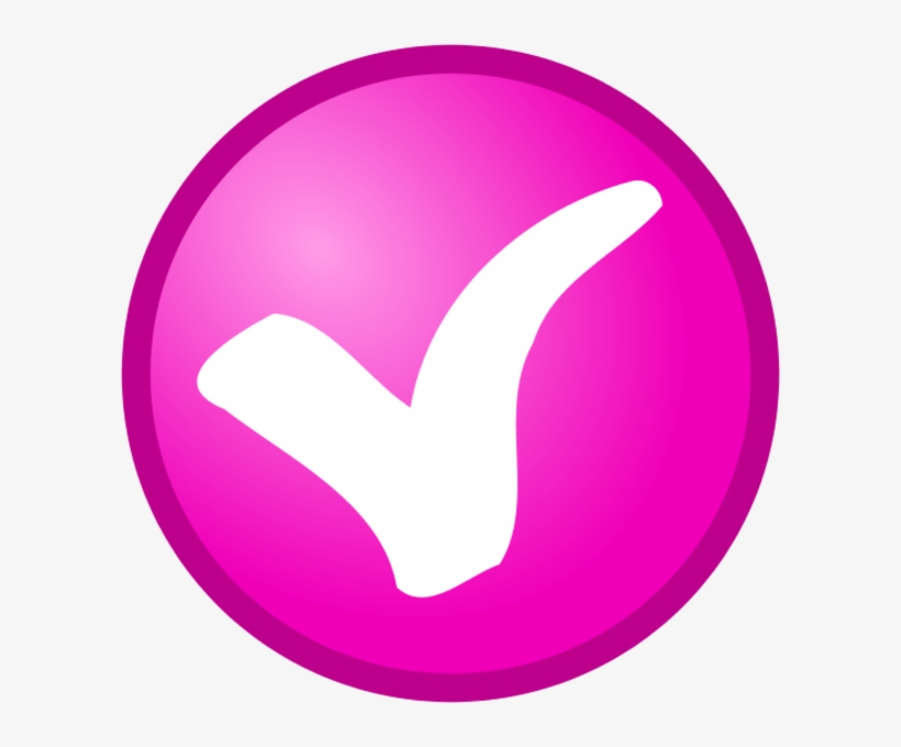 Check Mark In A Round Button Vector Clip Art - Small Pink Check Mark ...