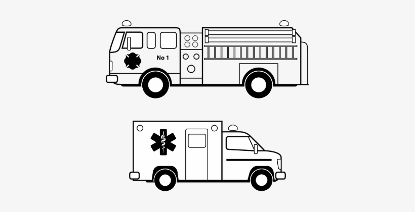 Ambulance Emergency Fire Truck Fire Engine - Fire Truck Line Art - Free ...