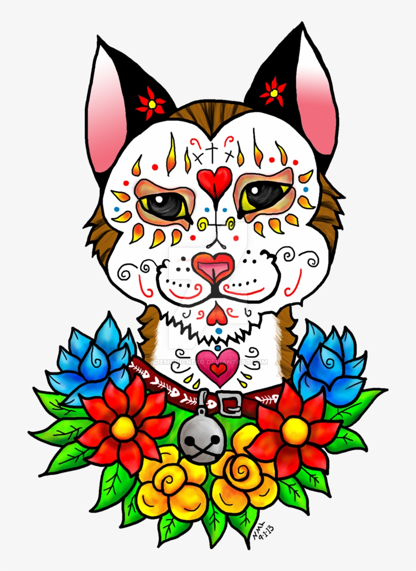 Sugar Skull Cats - Cartoon - Free Transparent PNG Download - PNGkey