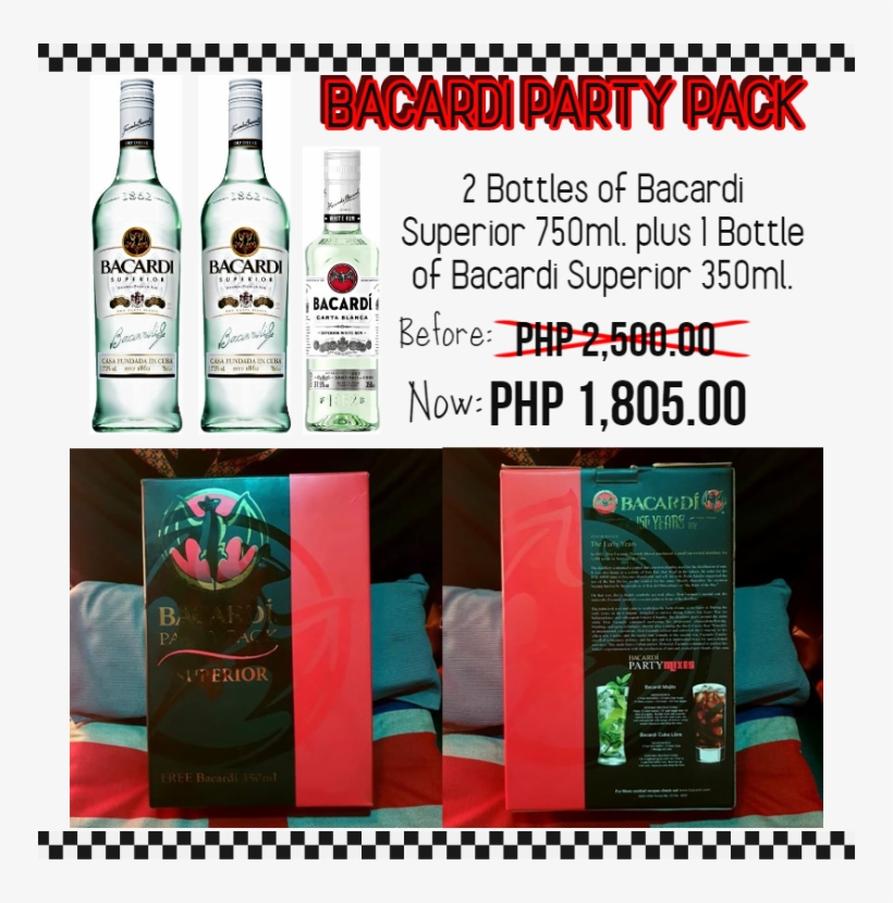 Bacardi Party Pack - Bacardi Superior - Free Transparent PNG Download ...