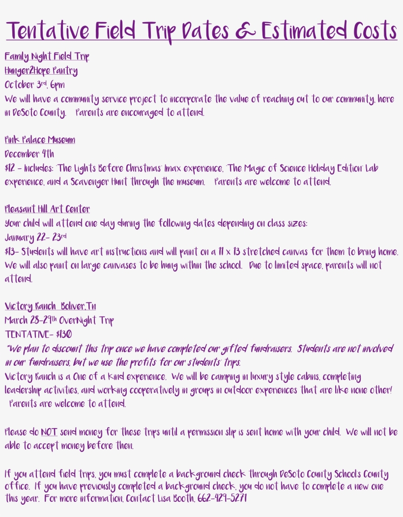 Tentative Field Trip Info - Document - Free Transparent PNG Download ...